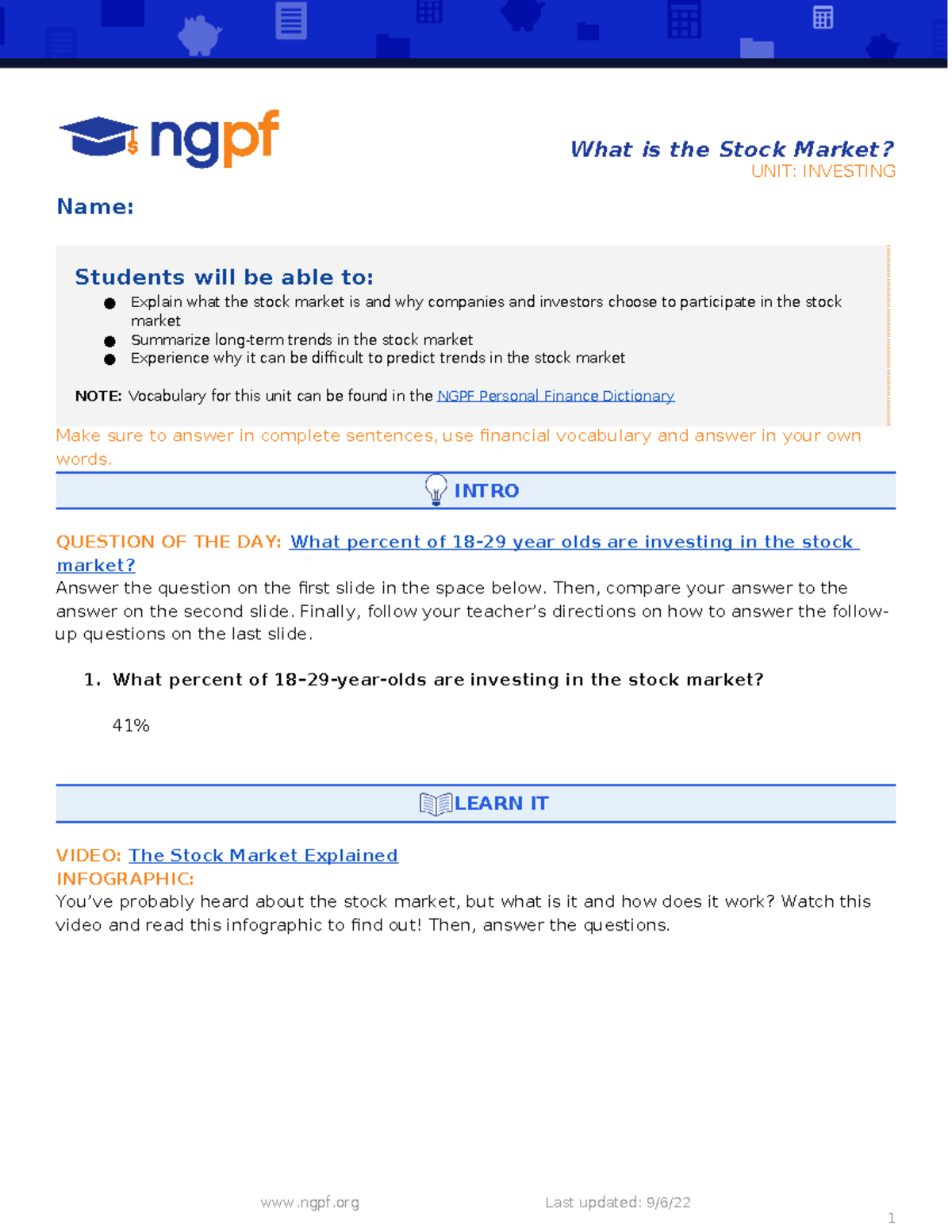 What is the Stock Market - What is the Stock Market? UNIT: INVESTING ...