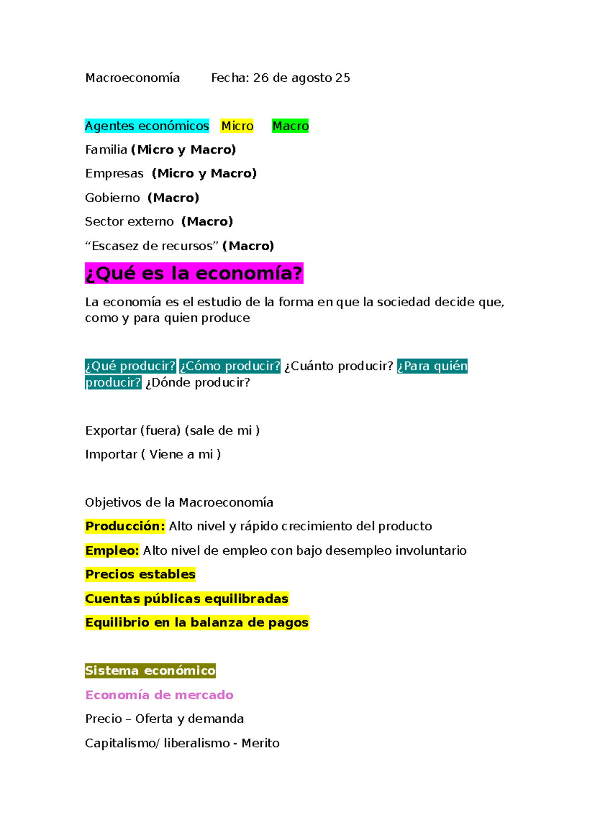 Macroeconomía: Agentes Económicos y Objetivos (DDCX) - Studocu