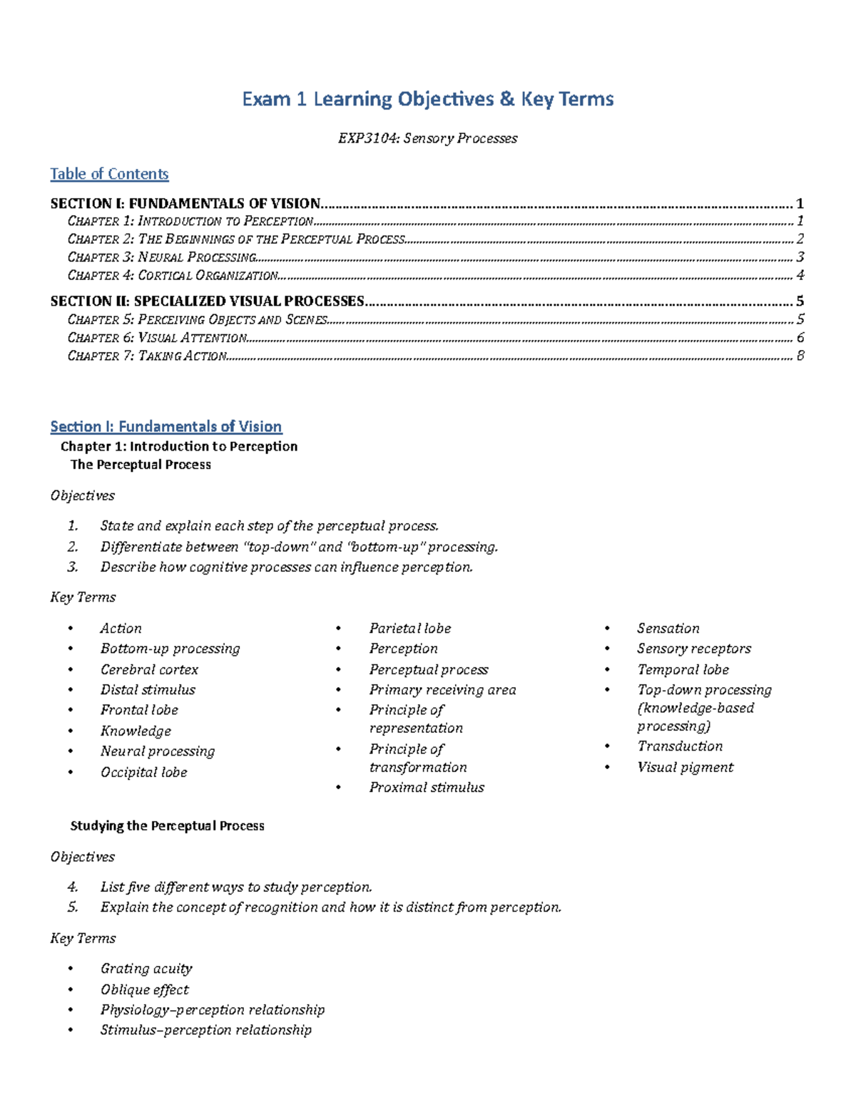 EXP3104 Exam 1 Outline: Key Concepts & Chapters Summary - Studocu