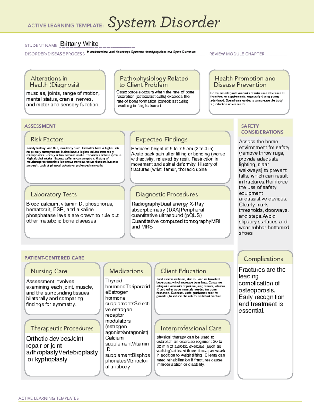NUR 210 Active Learning Template: System Disorder Overview - Studocu