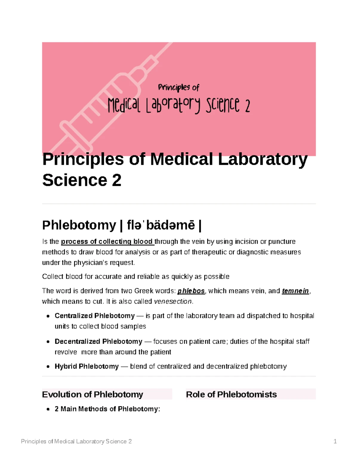 Phleb, tube collection cheat sheet Copy - LABORATORY TUBE COLLECTION ...