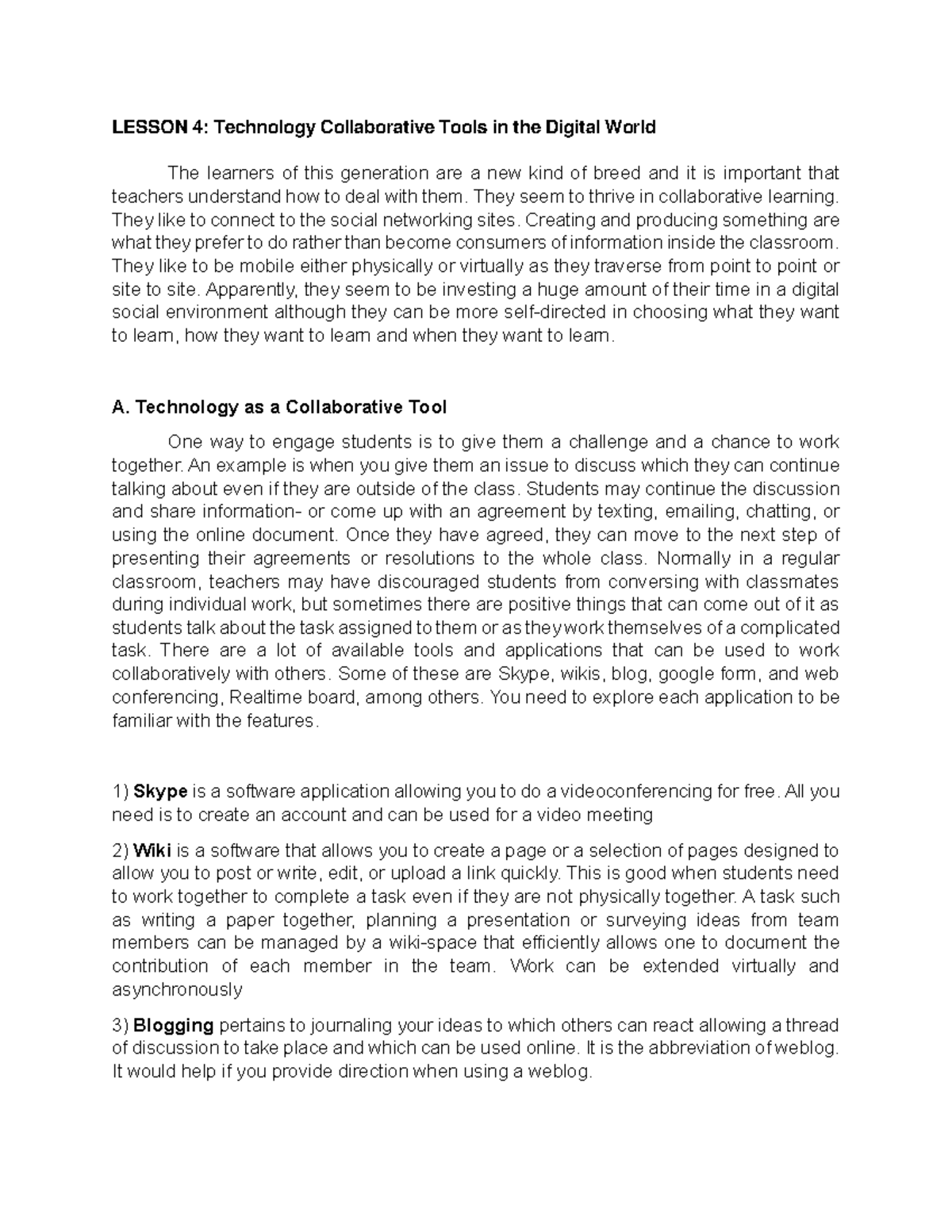 Lesson 4: Collaborative Tech Tools in Digital Learning Environments ...