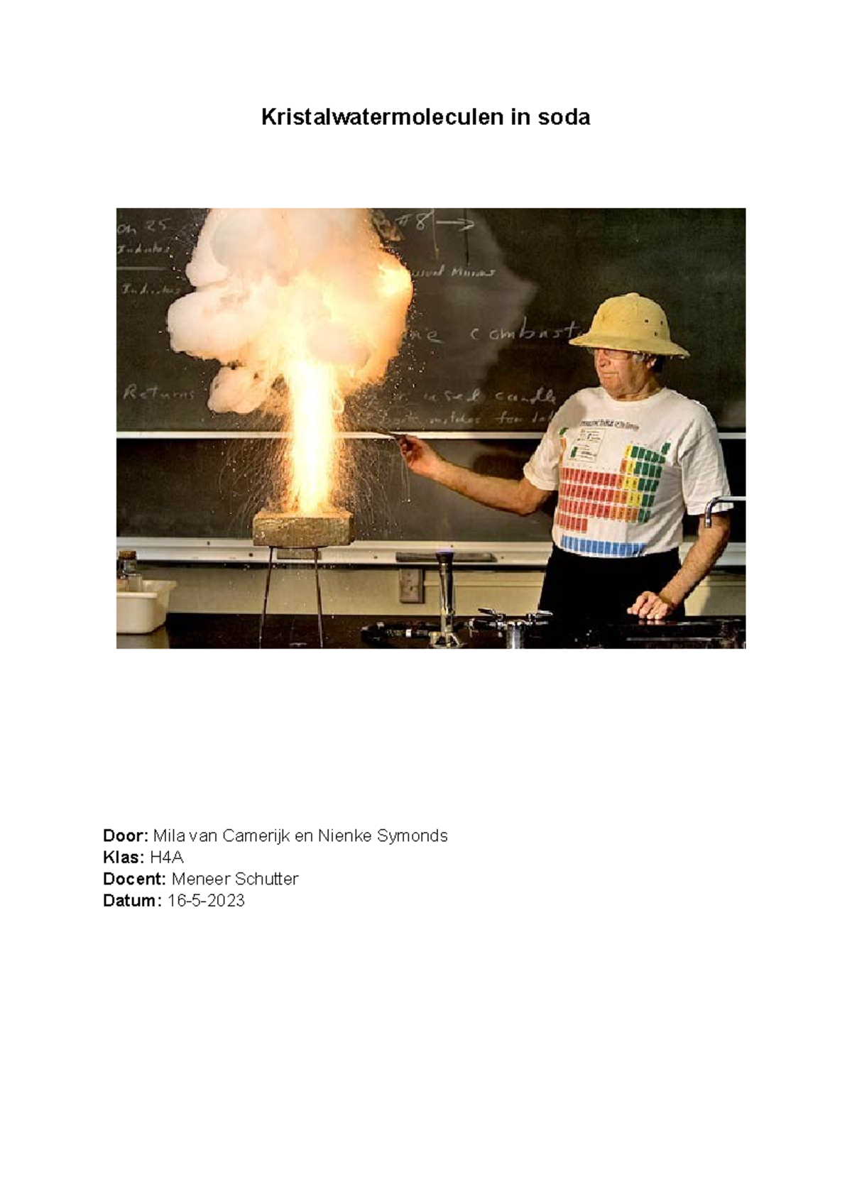 Scheikunde H4A Verslag: Effect van Verhitting op Kristalsoda - Studeersnel