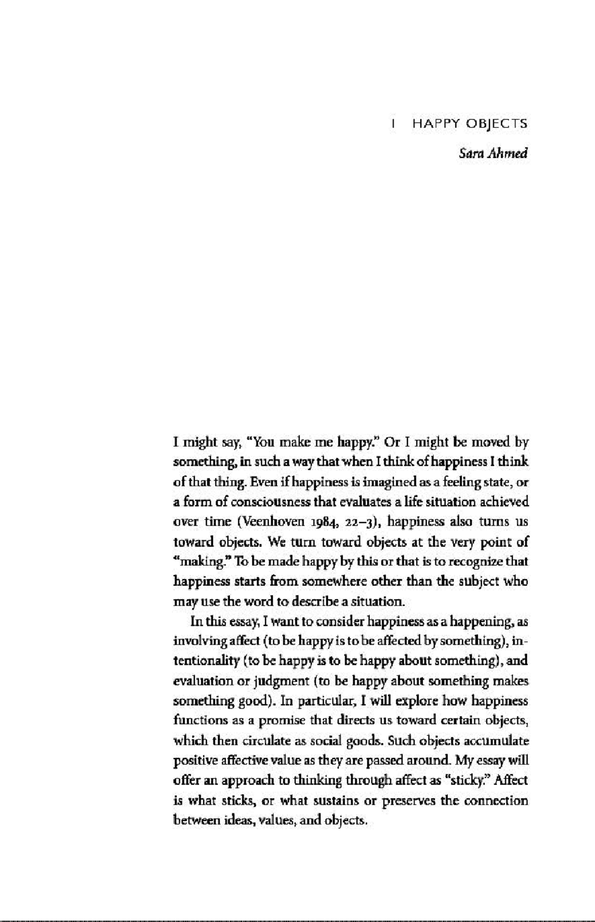 Sara Ahmed's Exploration of Affective Attachments in "Happy Objects" - Studocu