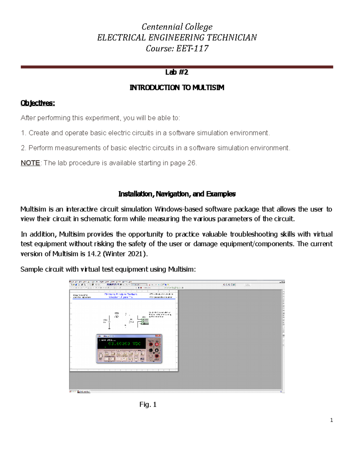 EET-117 Lab #2 W22 - Exploring Multisim Circuit Simulation - Studocu