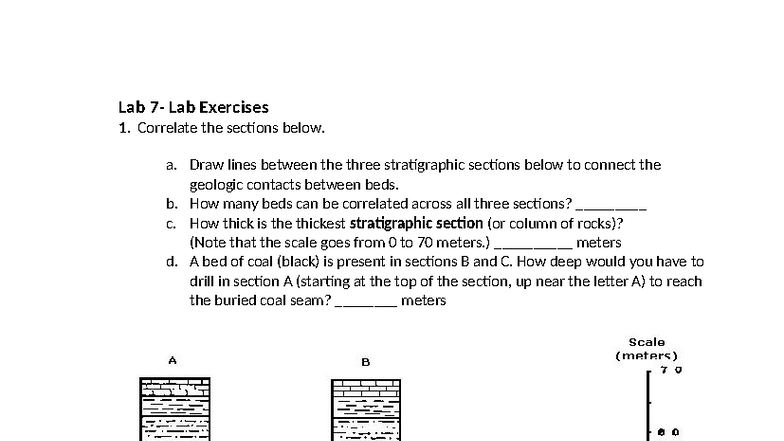 Lab 7 Stratigraphy Answer Sheet 2022 - Correlation Exercises - Studocu