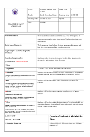 SCI 9 Q2W1 - OCT 8, 2024 - dws - GRADES 1-12 DAILY LESSON LOG School ...