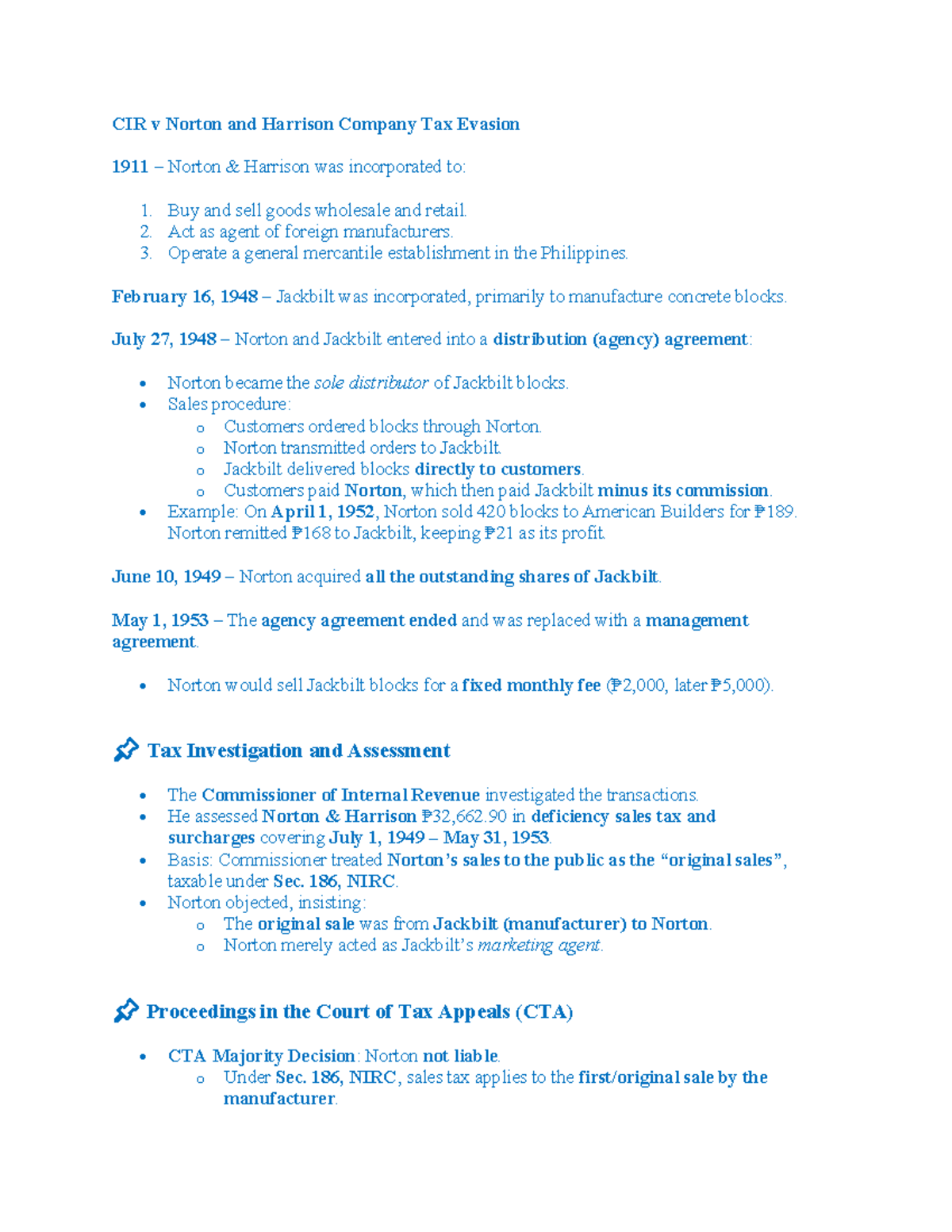 CIR v Norton & Harrison Co: Tax Evasion Case Study (1911-1953) - Studocu