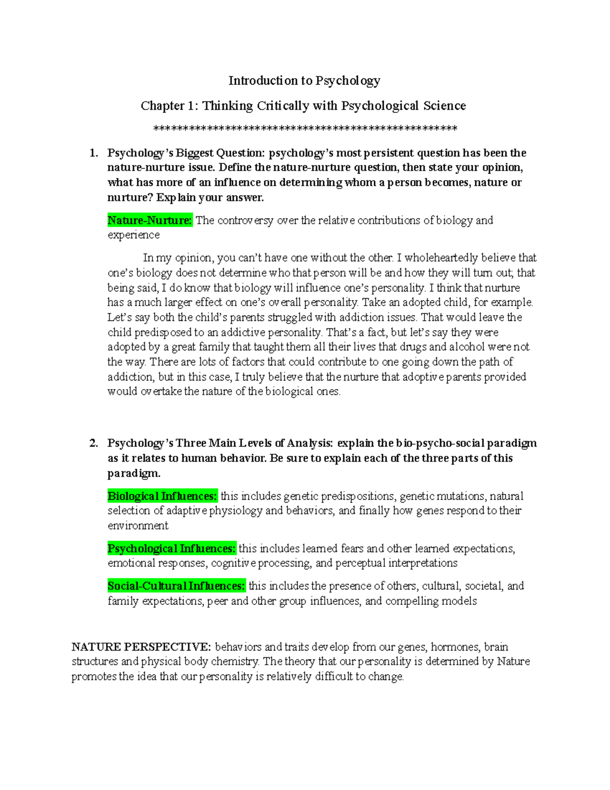 Chapter 1 - Critical Thinking in Psychological Science (PSY101) - Studocu