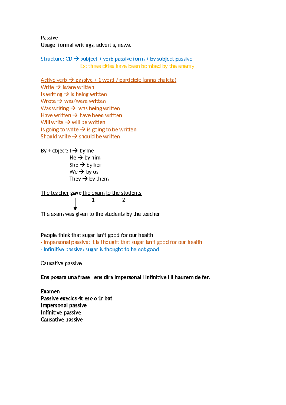 Passive Voice Structures: Formal Writing & Exercises (4t ESO) - Studocu