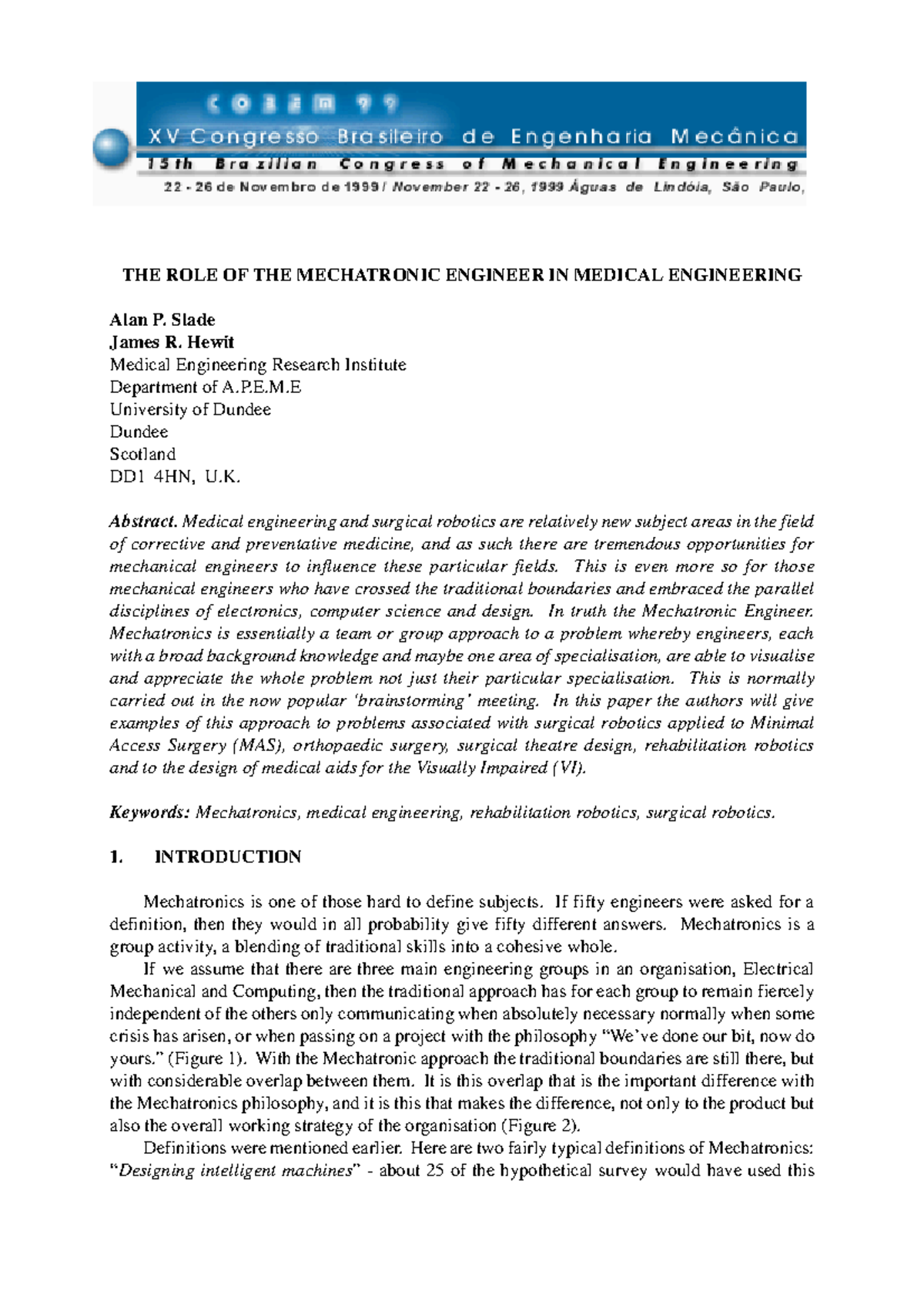 3. Mechatronic Engineers in Medical Engineering: Contributions ...