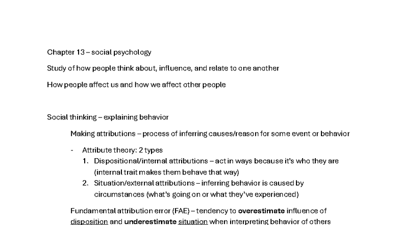 Chapter 13 - Social Psychology: Understanding Human Behavior and ...