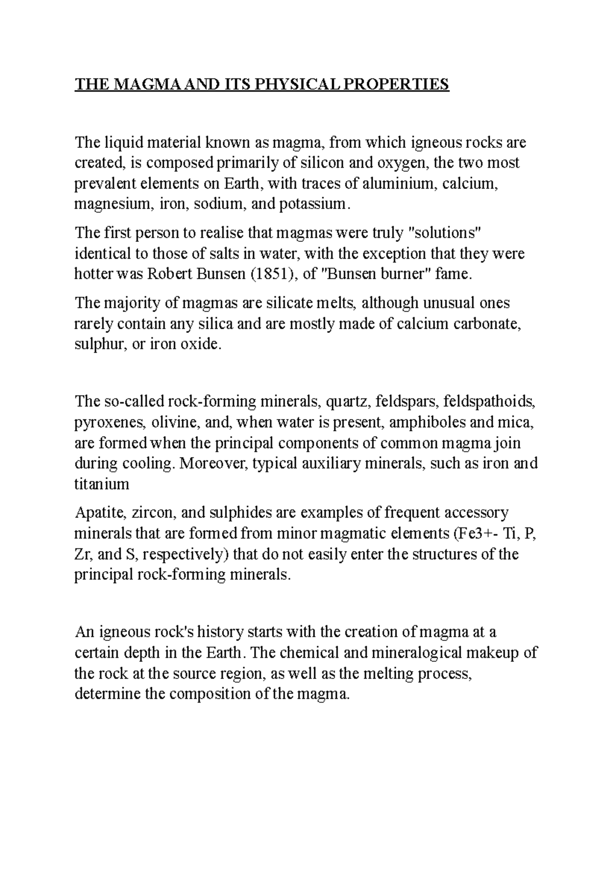 Physical Properties of Magma: Density, Viscosity, and Temperature ...