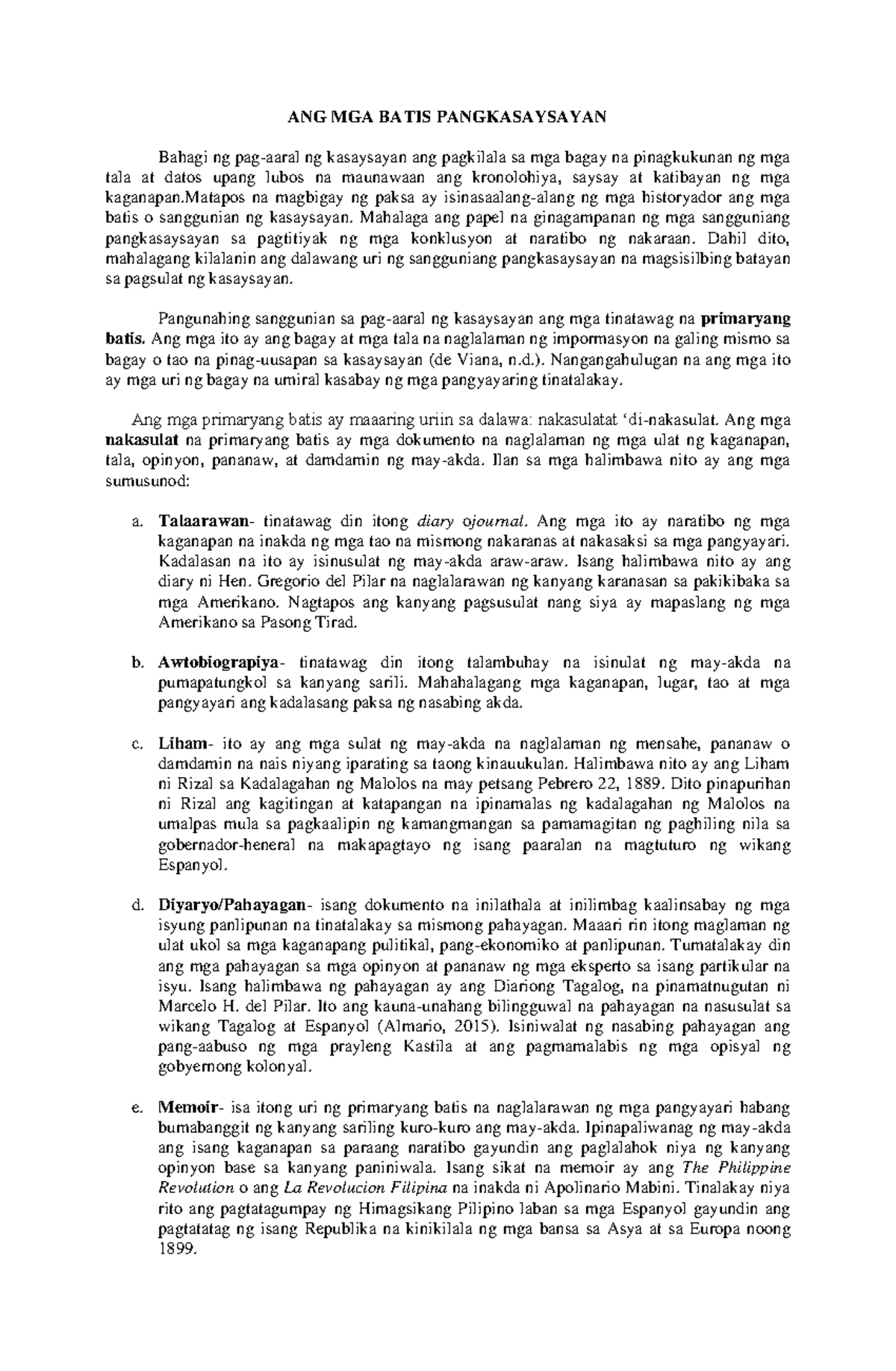 Batis Pangkasaysayan - Readings in Philippine History - Studocu