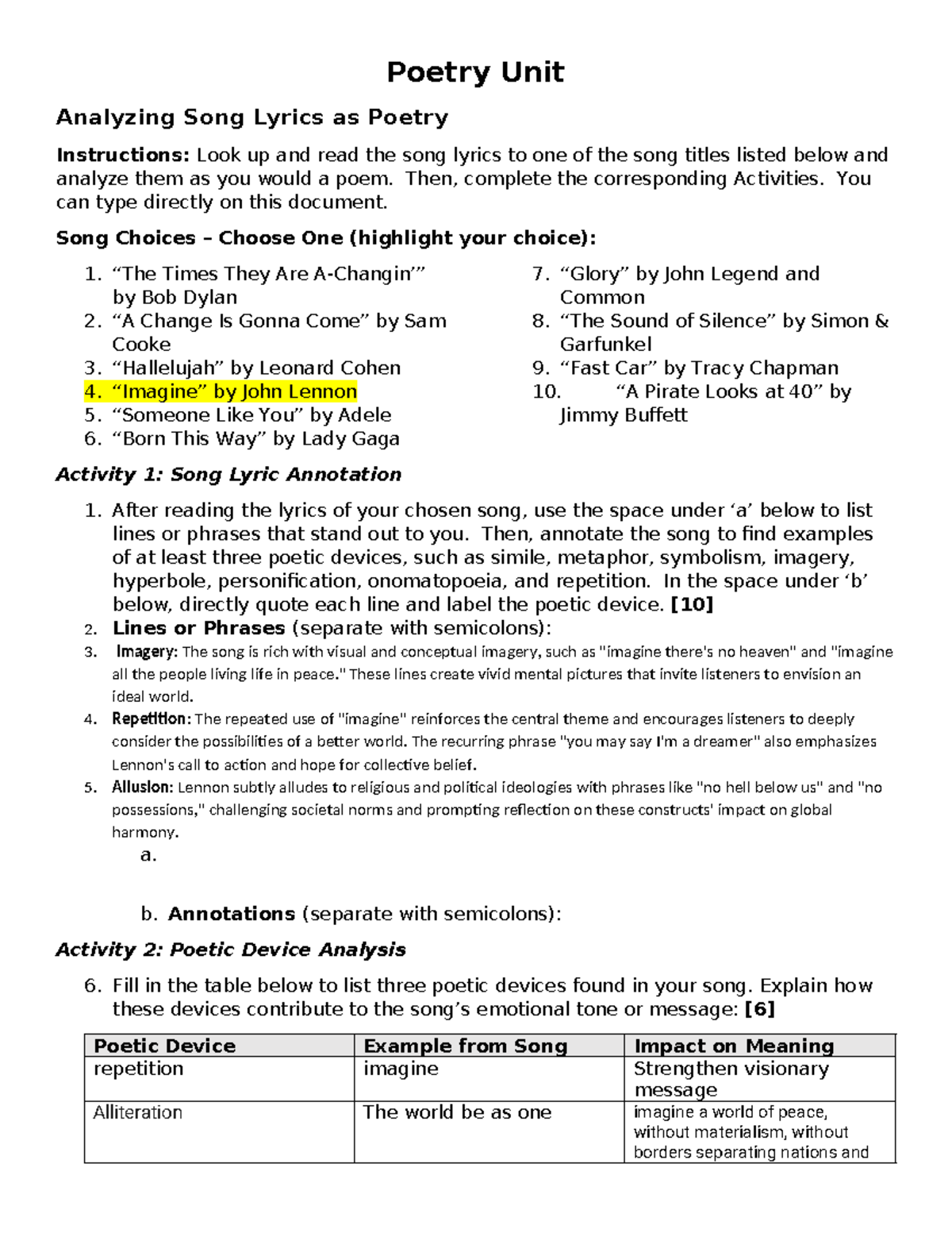 Poetry Unit 3-7a02b4-1489d2 - Poetry Unit Analyzing Song Lyrics as ...