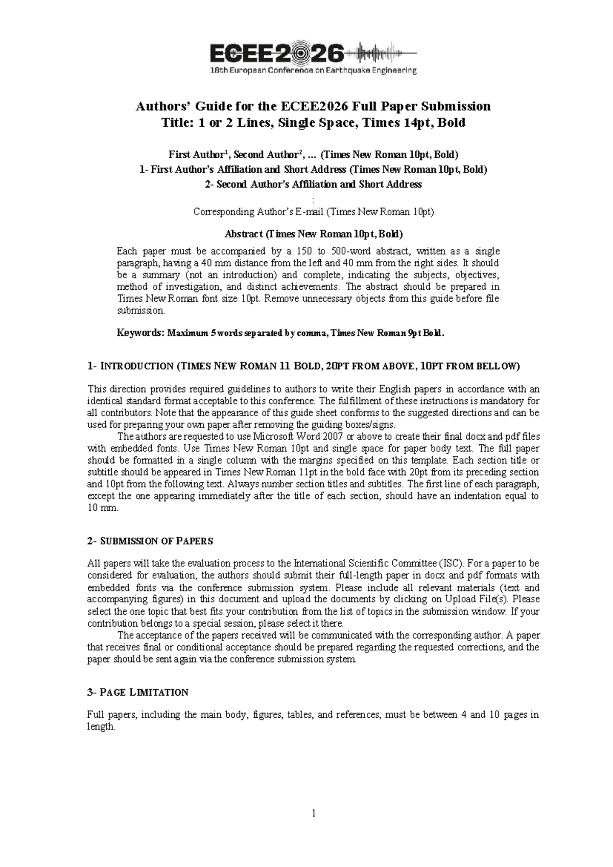 ECEE2026 Full Paper Submission Guidelines and Template - Studocu