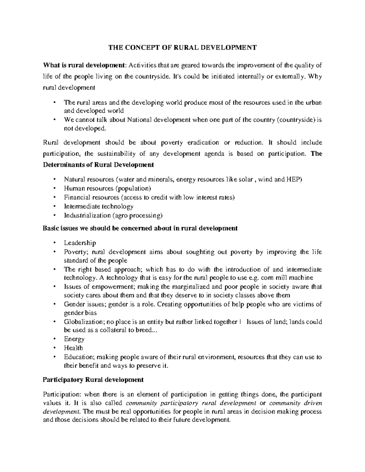Introduction to Rural Development (RDEV 101) - Key Concepts and ...