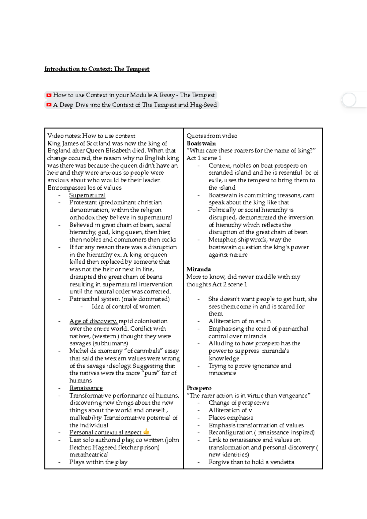 HSC The Tempest Context Notes: Analyzing King James I's Influence - Studocu