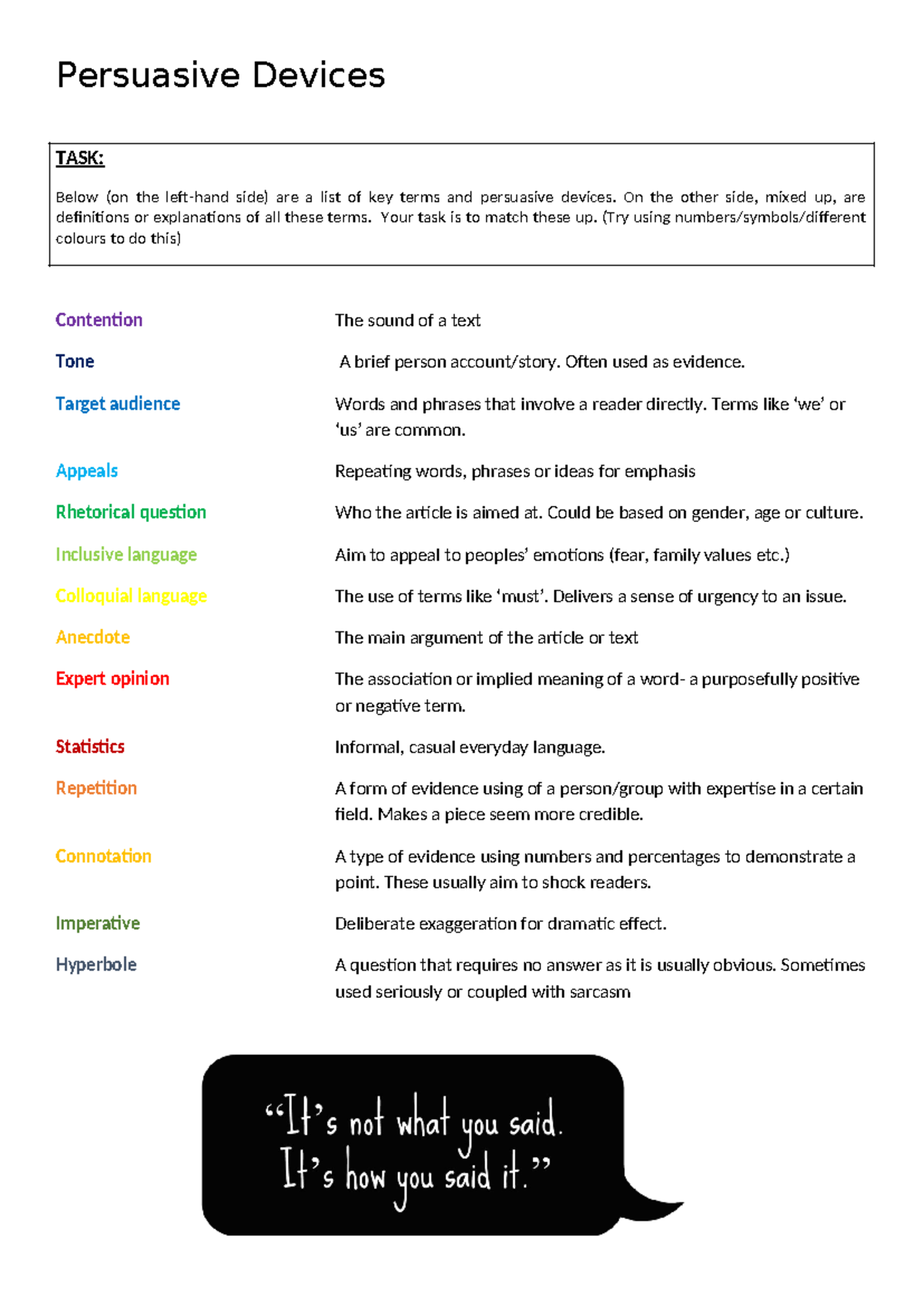 Persuasive Devices - Persuasive Devices TASK: Below (on the left-hand ...