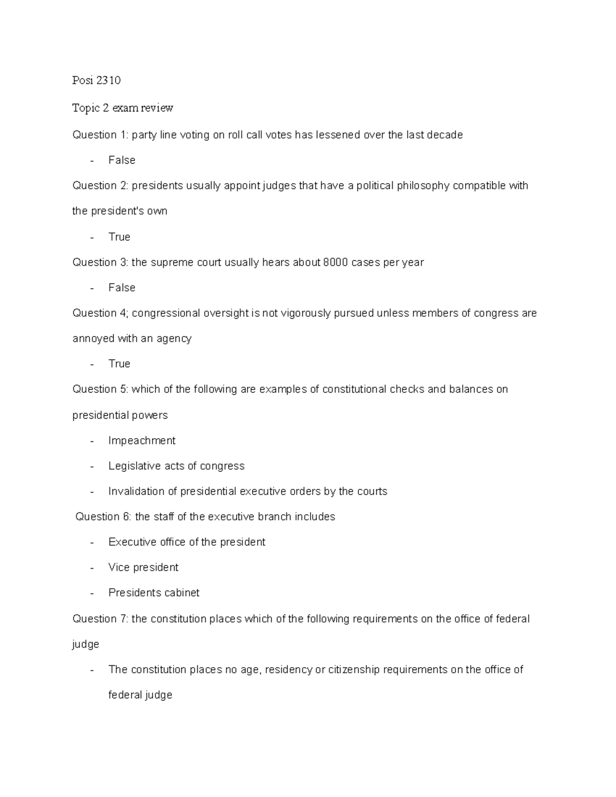 Posi 2310: Topic 2 Exam Review Guide and Study Questions - Studocu