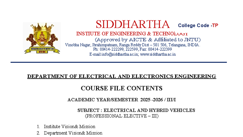 E&HV Course File - Final Attainment for INSTIUTE OF ENGINEERING ...