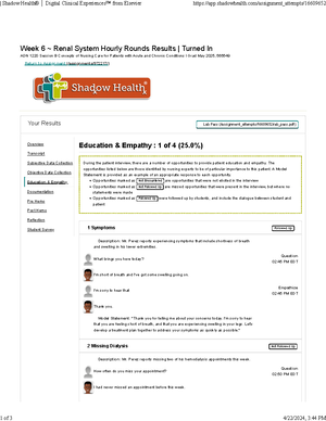 Shadow Health Complex Patient Case Doris Turner Transcript - Week 7 ...