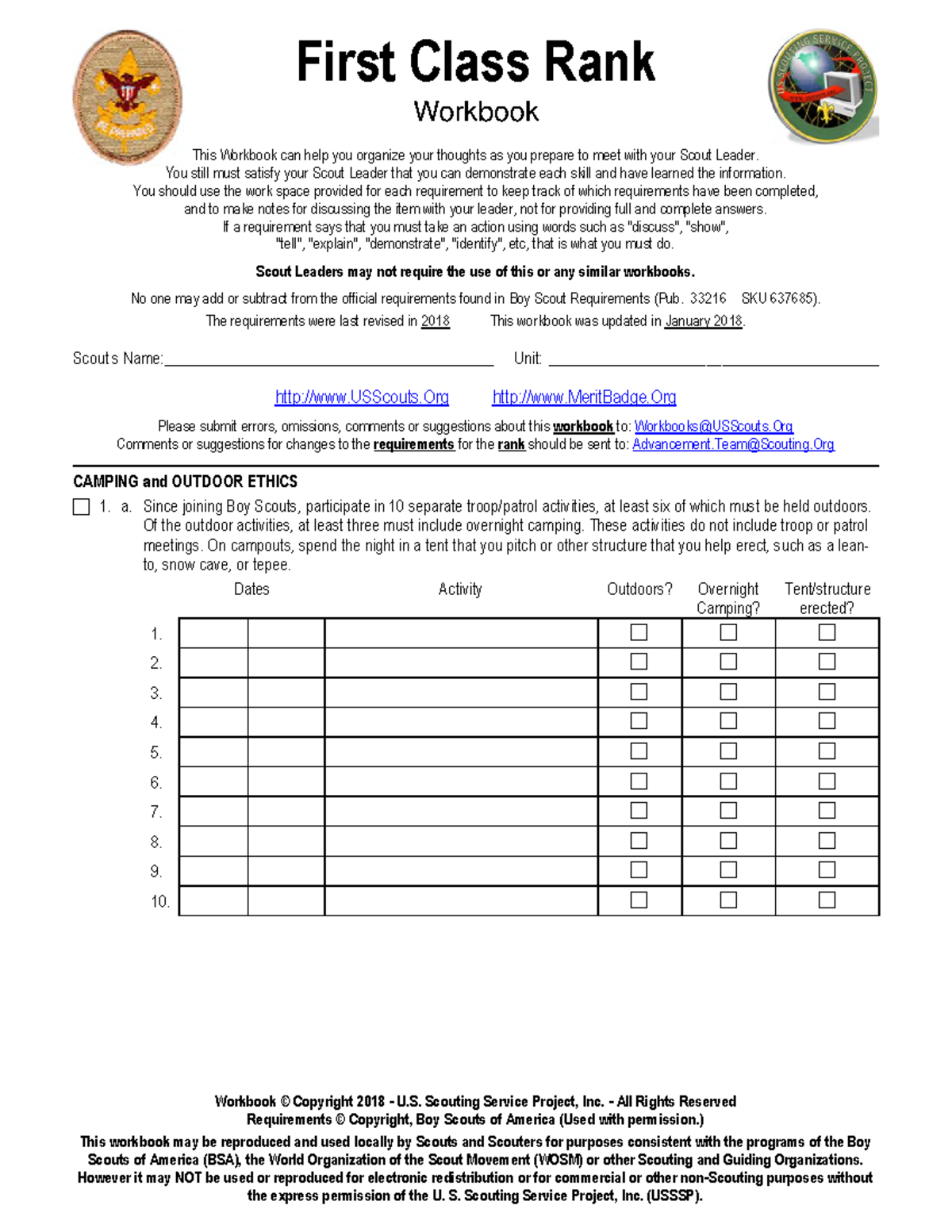 First Class 1 - Boy Scout Workbook for Rank Requirements - Studocu