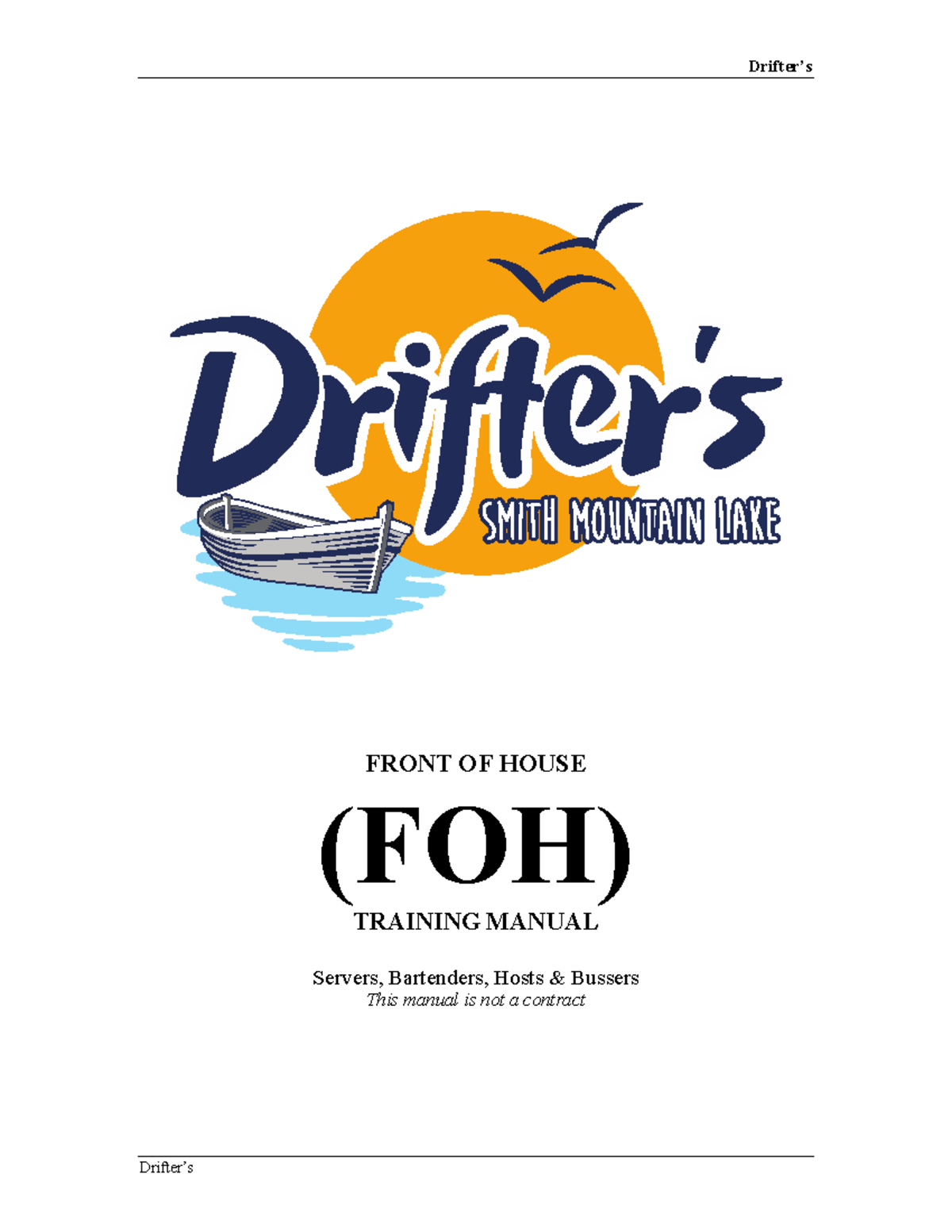FOH Training Manual for Servers, Bartenders, and Hosts - Studocu