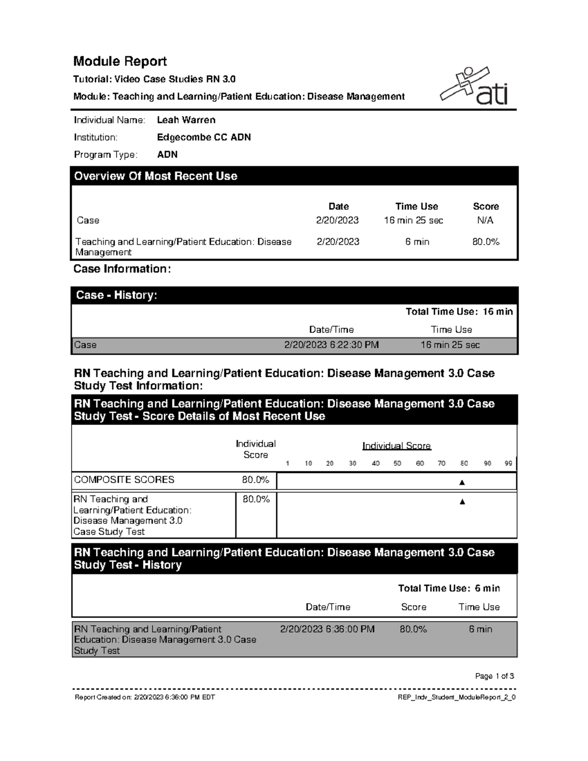 RN Module Report on Video Case Studies - Patient Education - Studocu
