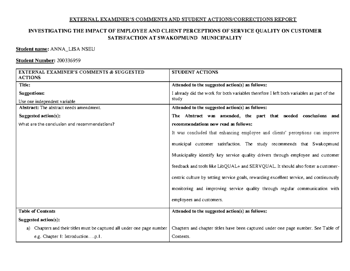 External Examiner Corrections on Service Quality Study - 200336959 ...