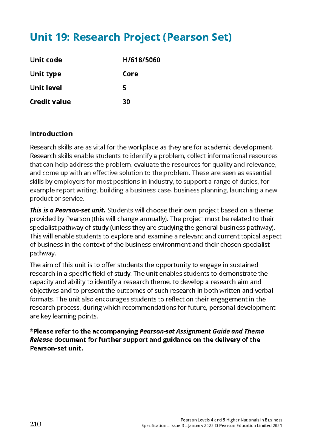 Unit 19: Research Project Guide - H/618/ - BTEC Business Level 5 - Studocu