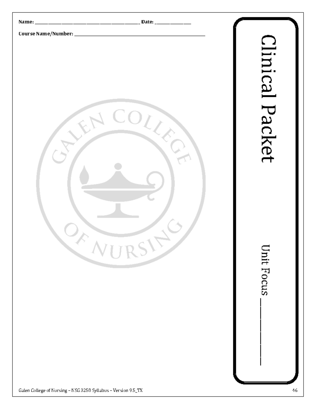 Clinical Packet Template - Name ...