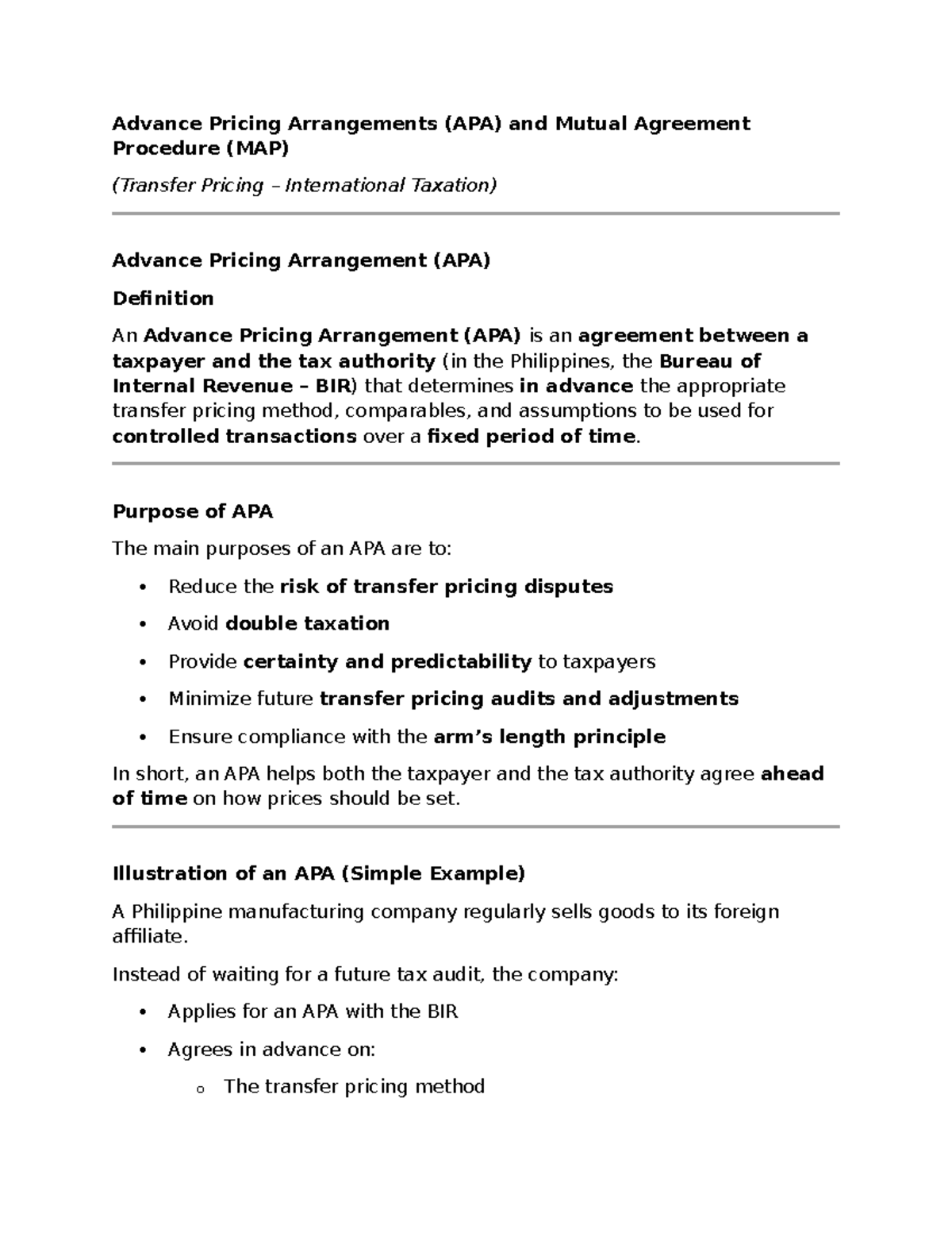 Advance Pricing Arrangements (APA) & Mutual Agreement Procedure (MAP ...