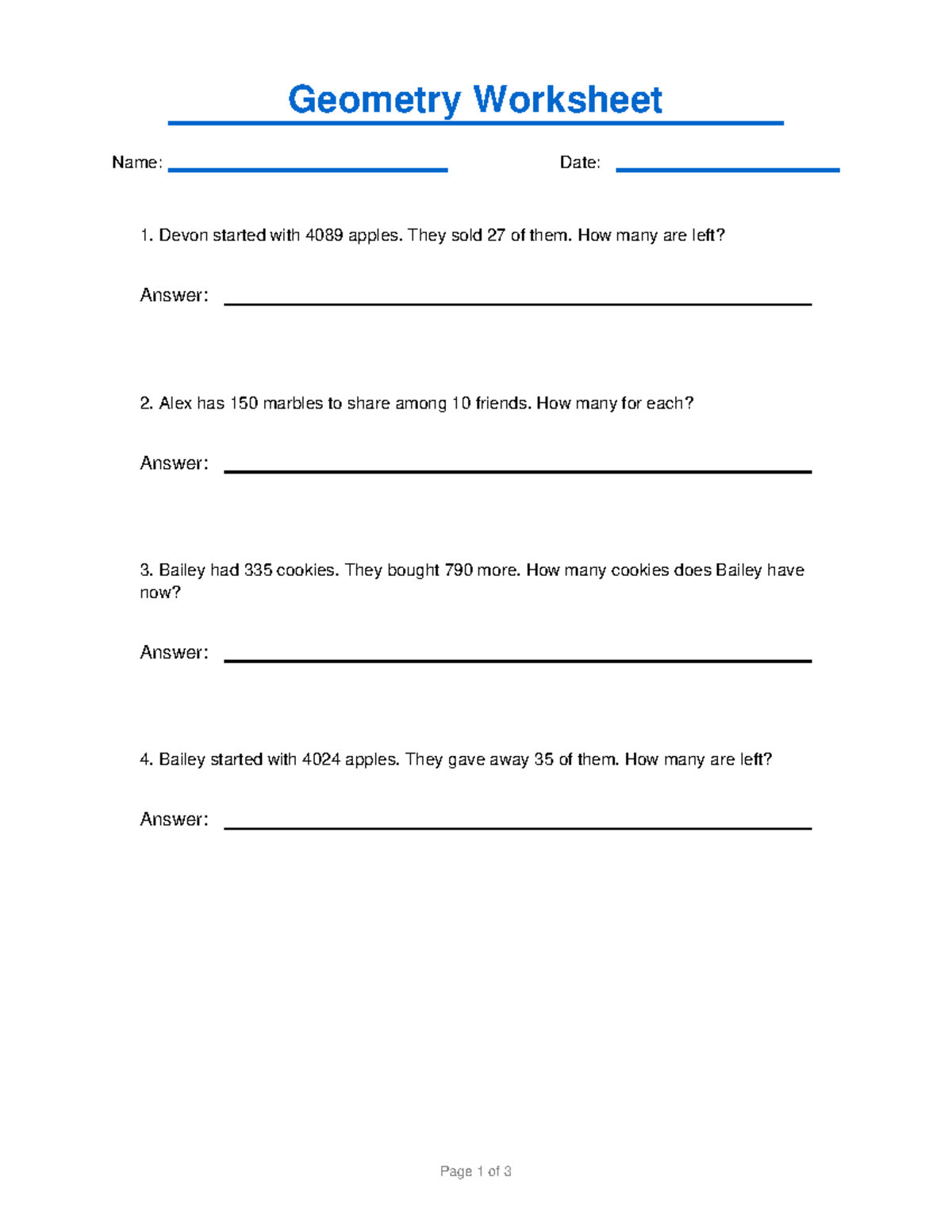 Geometry Worksheet 5 - Test Practice Exercises - Studocu