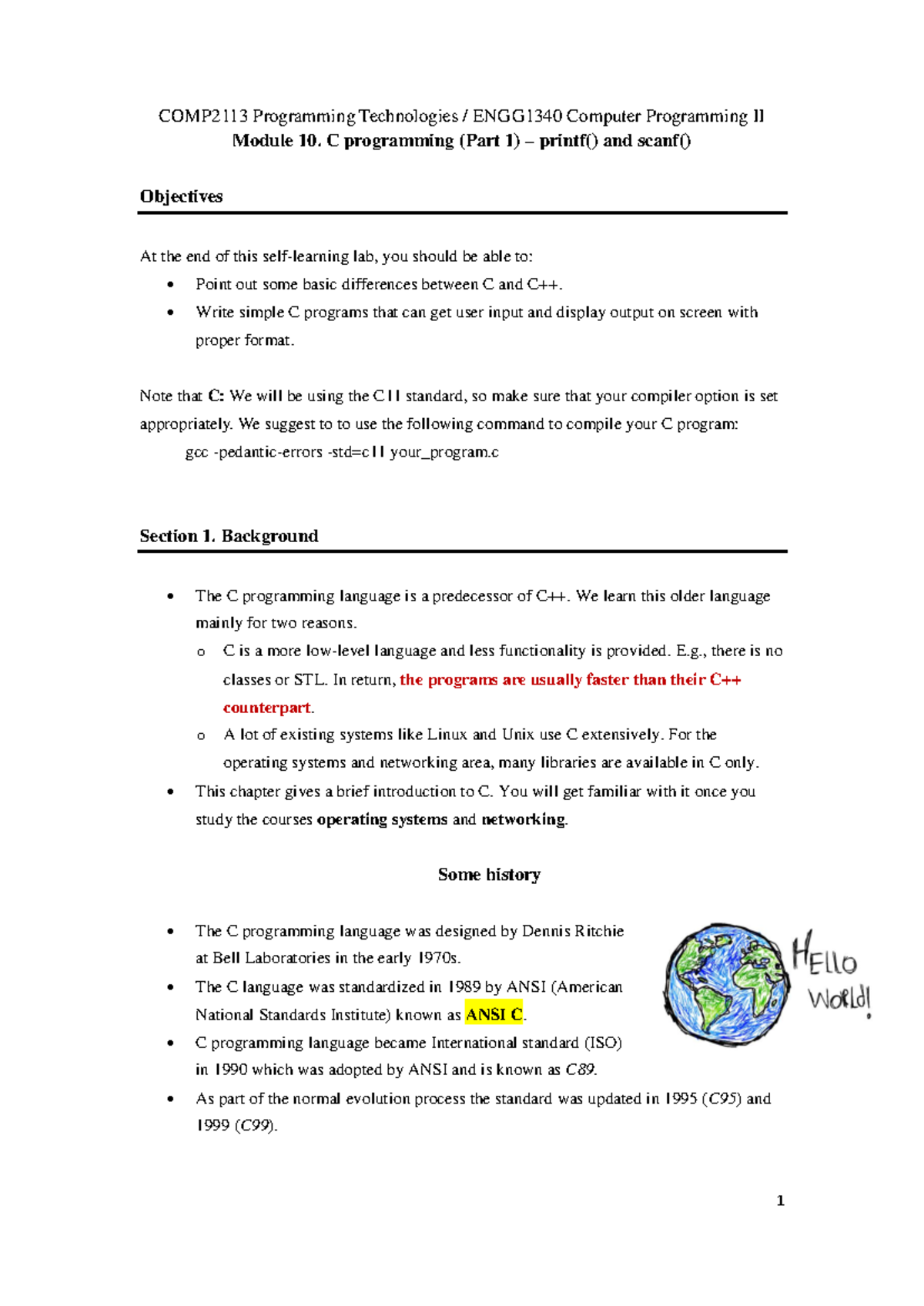 COMP2113/ENGG1340 Module 10: C Programming Basics - printf() & scanf ...