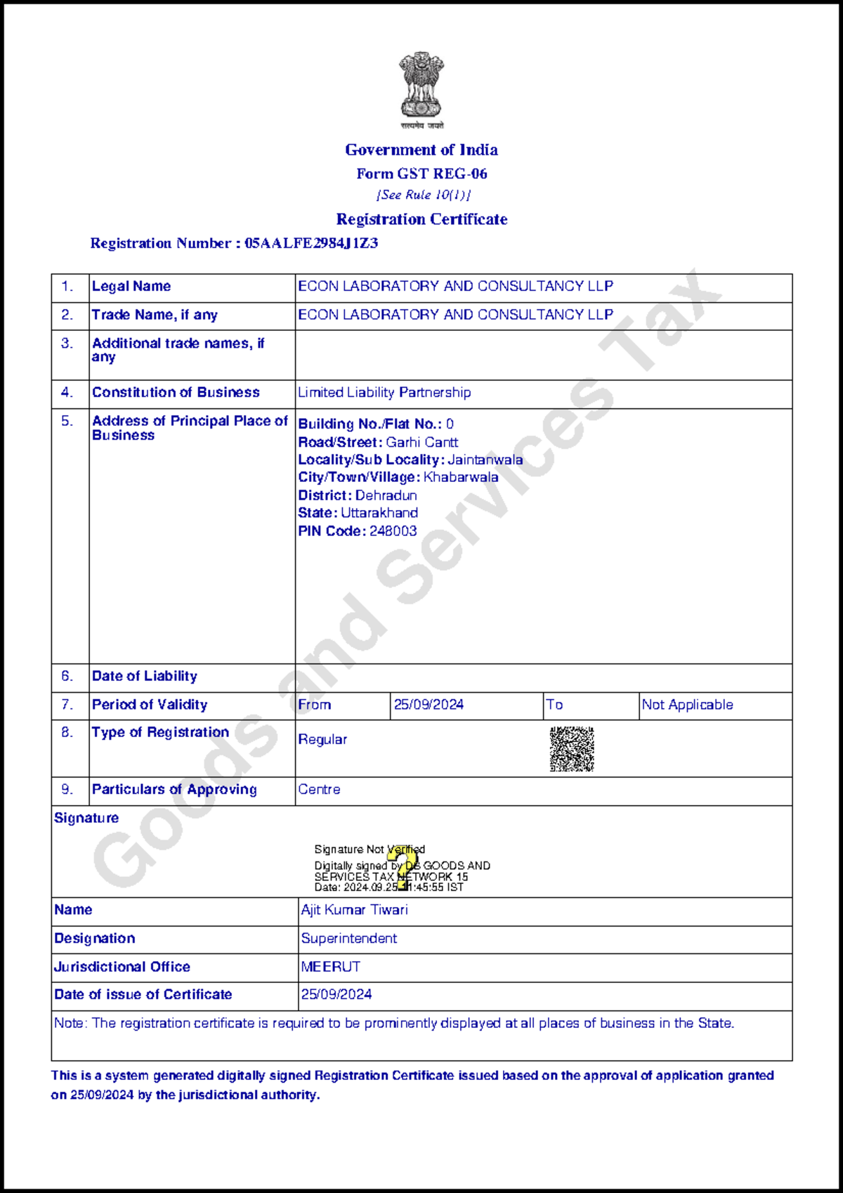 ECON GST Certificate - .kjjs - Goods and Services Tax Government of ...