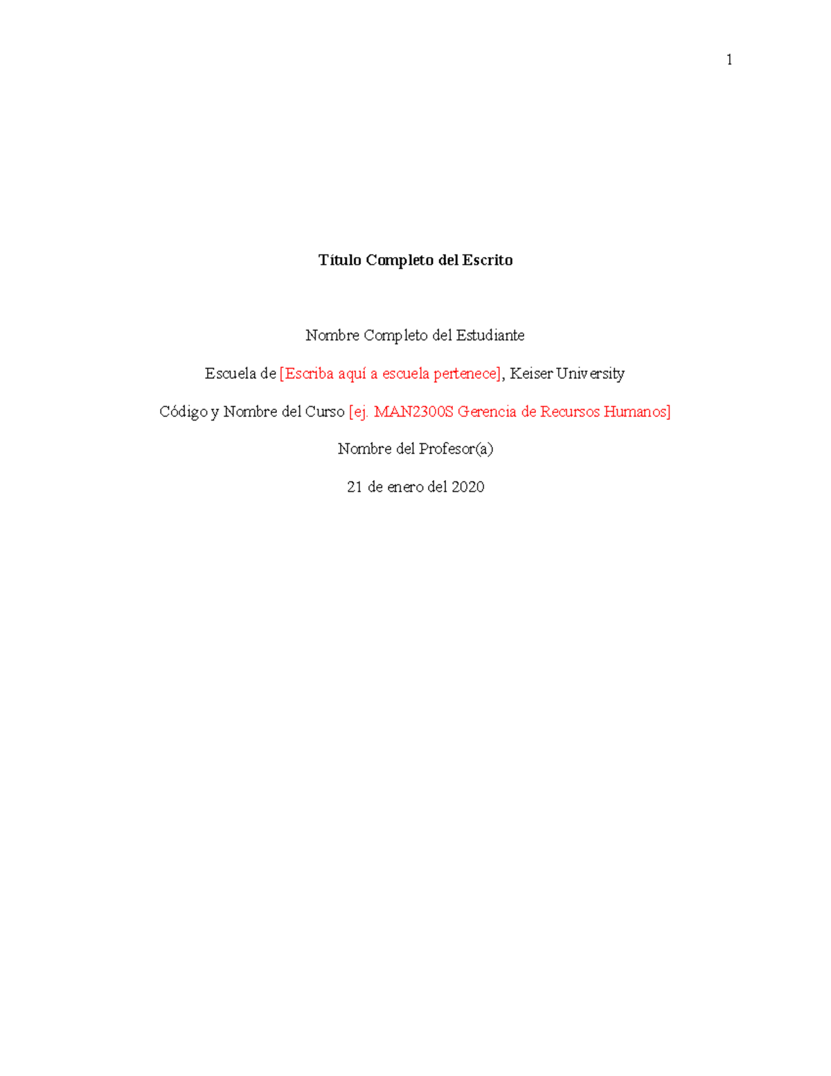 Plantilla APA Estudiantes Sub Graduados Revisada 2020 - Título Completo ...