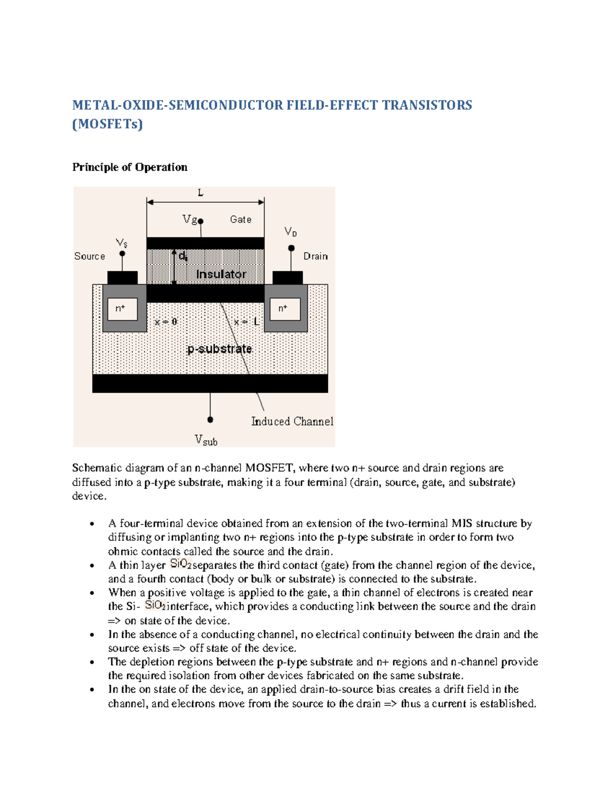 Unit-5 MOSFET: Principles, Characteristics, and Models - Studocu