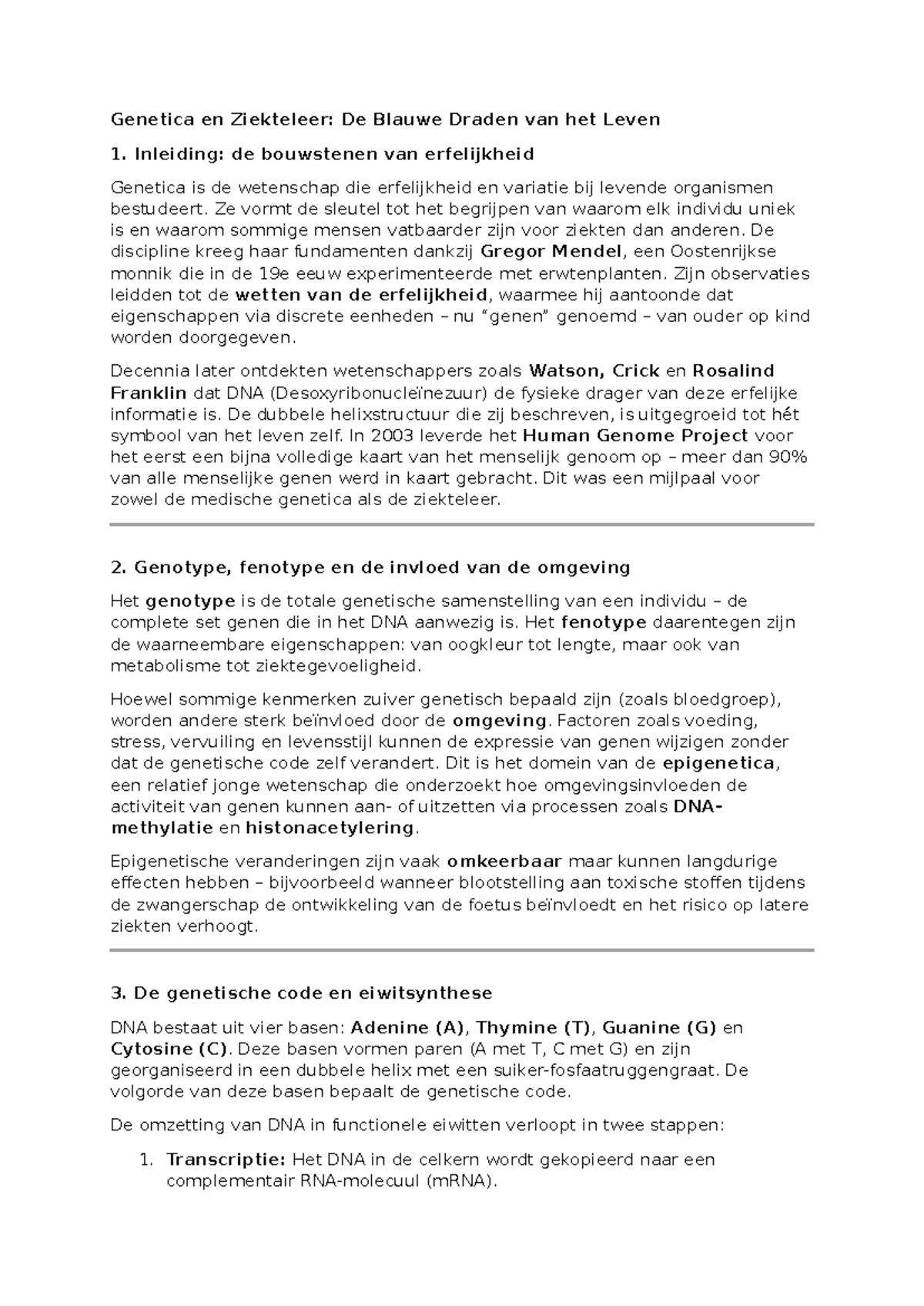 Les 2 Genetica: De Basis van Erfelijkheid en Ziekteleer - Studocu