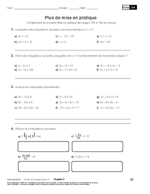 Chapitre 1: Les Nombres Réels dans Sommets 3e Secondaire - Studocu