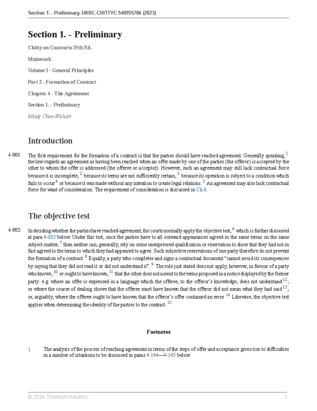 UKBC-CHITTYC 540955704 - Extracts from Ch. 4: The Agreement - Section 1 ...