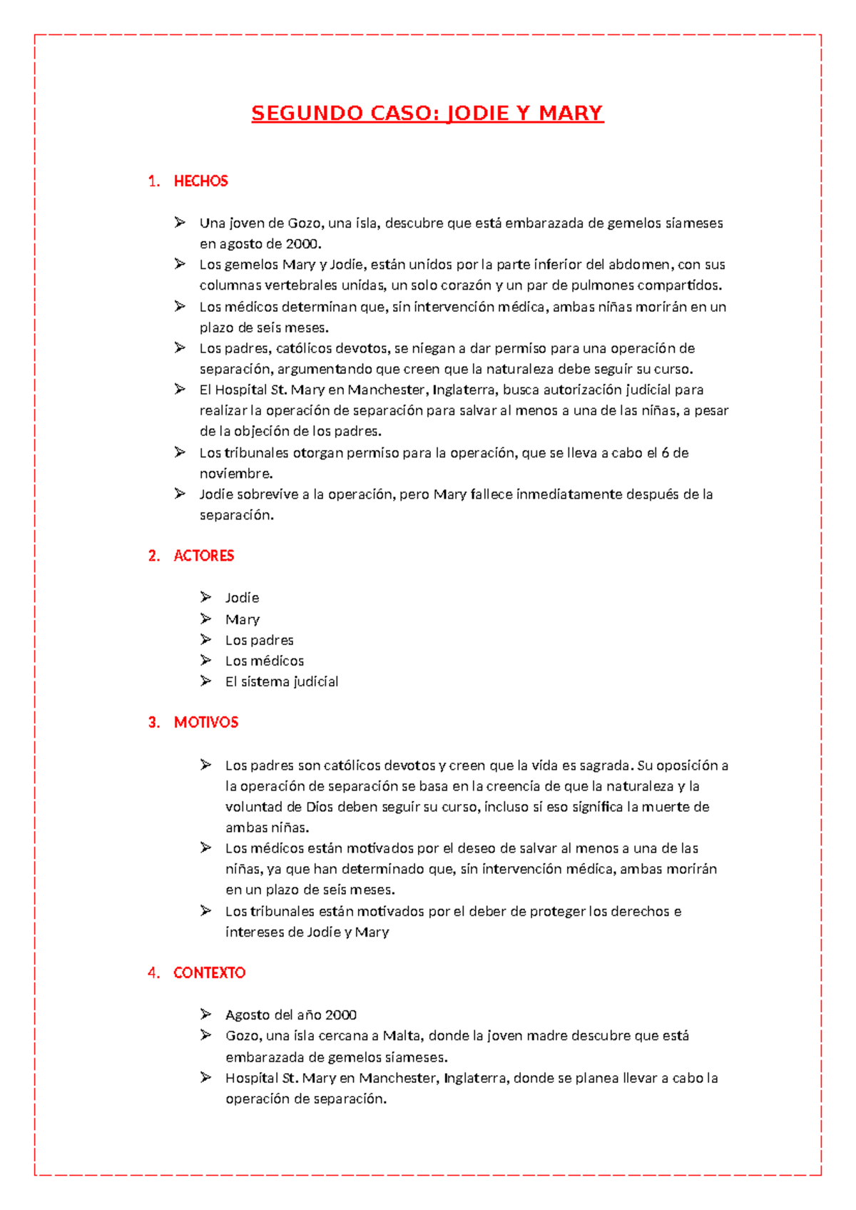Caso Jodie y Mary: Dilemas Éticos y Judiciales en la Separación - Studocu