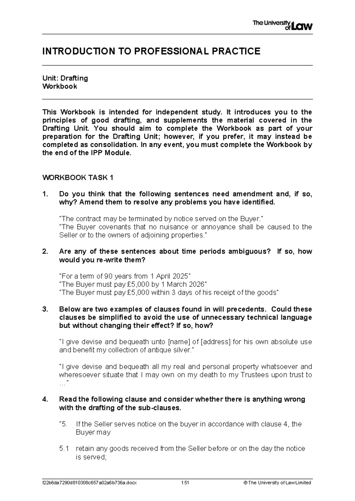 Drafting Workbook for IPP Unit 2526: Principles of Good Drafting - Studocu