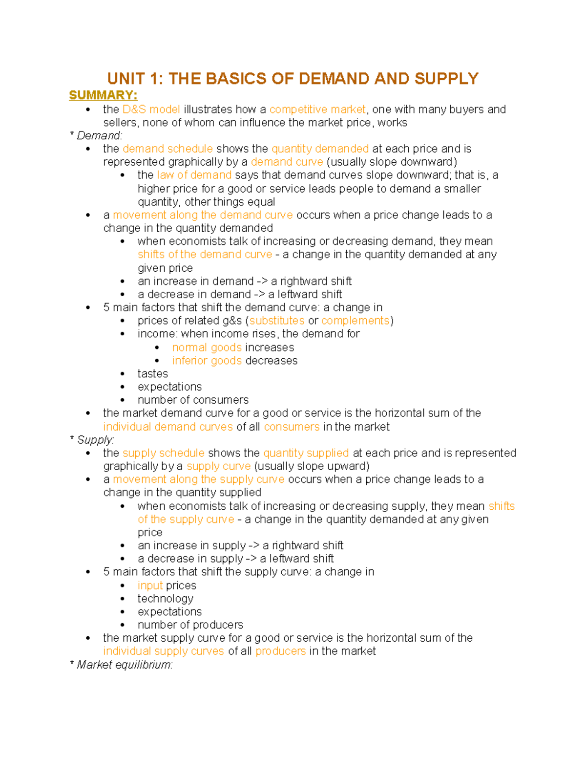 Macroeconomics U1: Demand and Supply Basics Summary - Studocu