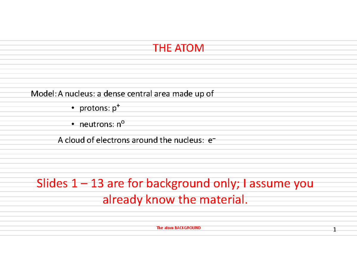 CHEM 1101: Atom Model and Electromagnetic Radiation Notes - Studocu
