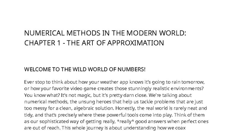 NUMERICAL METHODS (MATH101): CHAPTER 1 REVIEW ON APPROXIMATION - Studocu