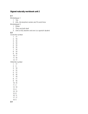 Signing Naturally HW Unit 5 - Minidialogue 1 1. What did you do ...
