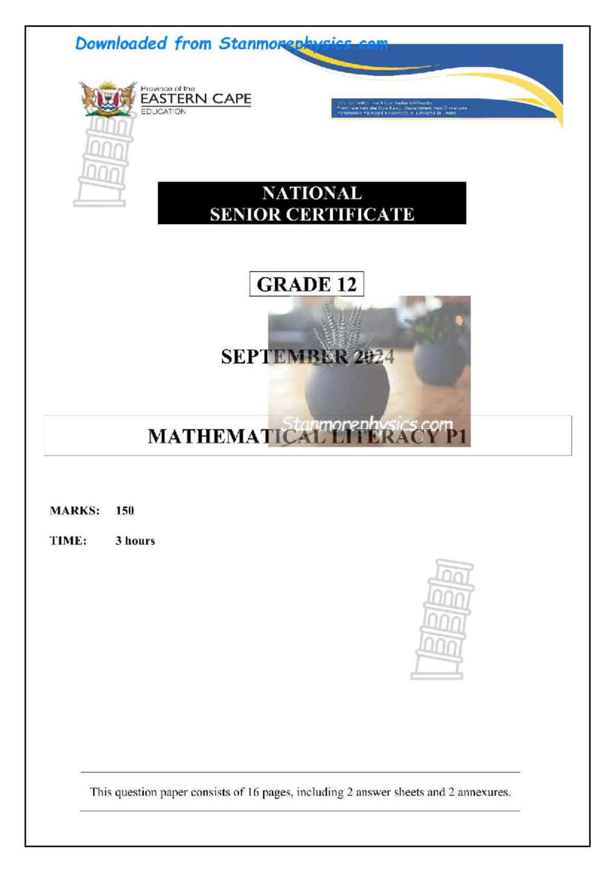EC Maths Literacy G12 Sept 2024 P1 Question Paper & Memo - Studocu