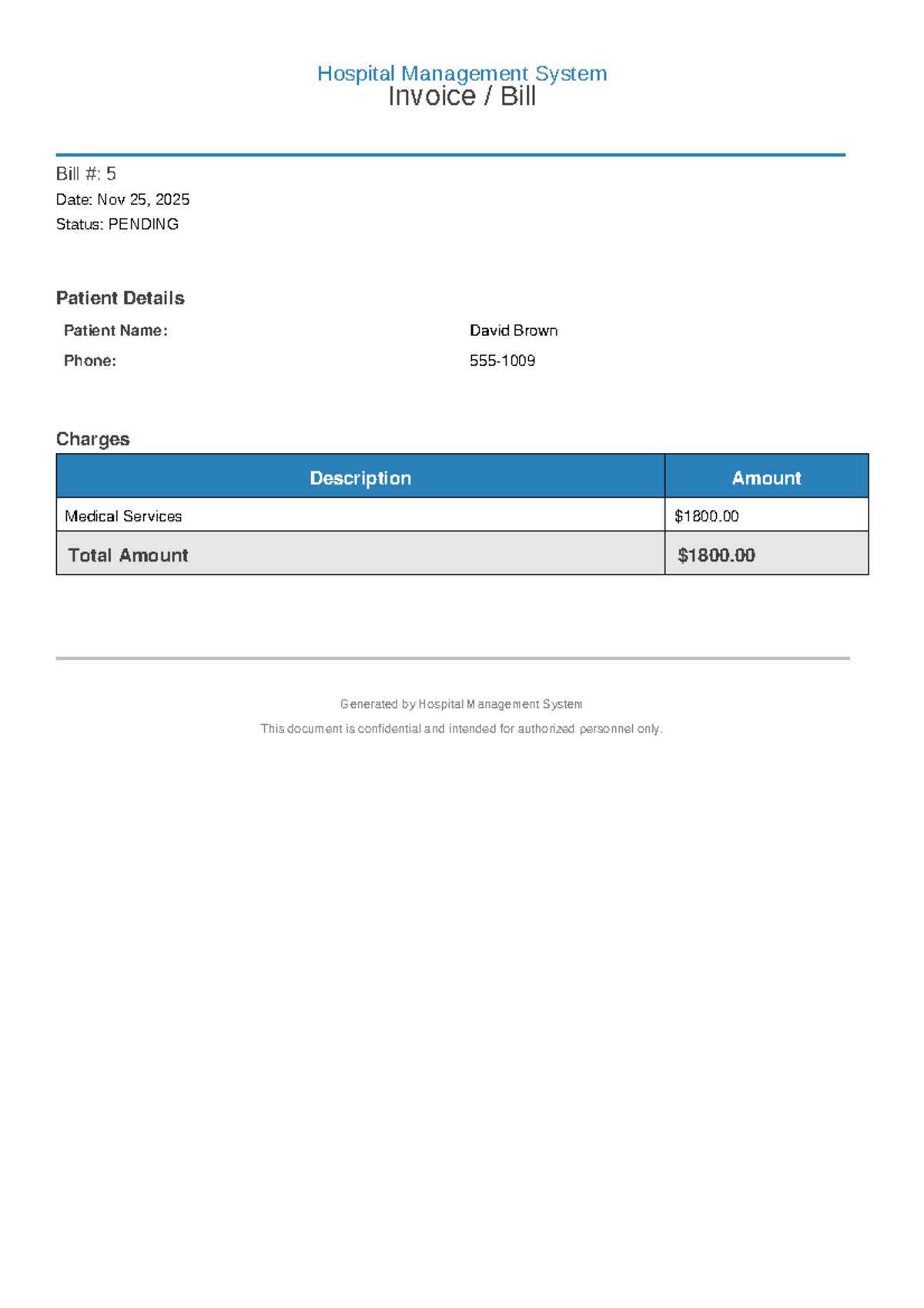 Invoice 5 - Web Application Development - Hospital Management System ...