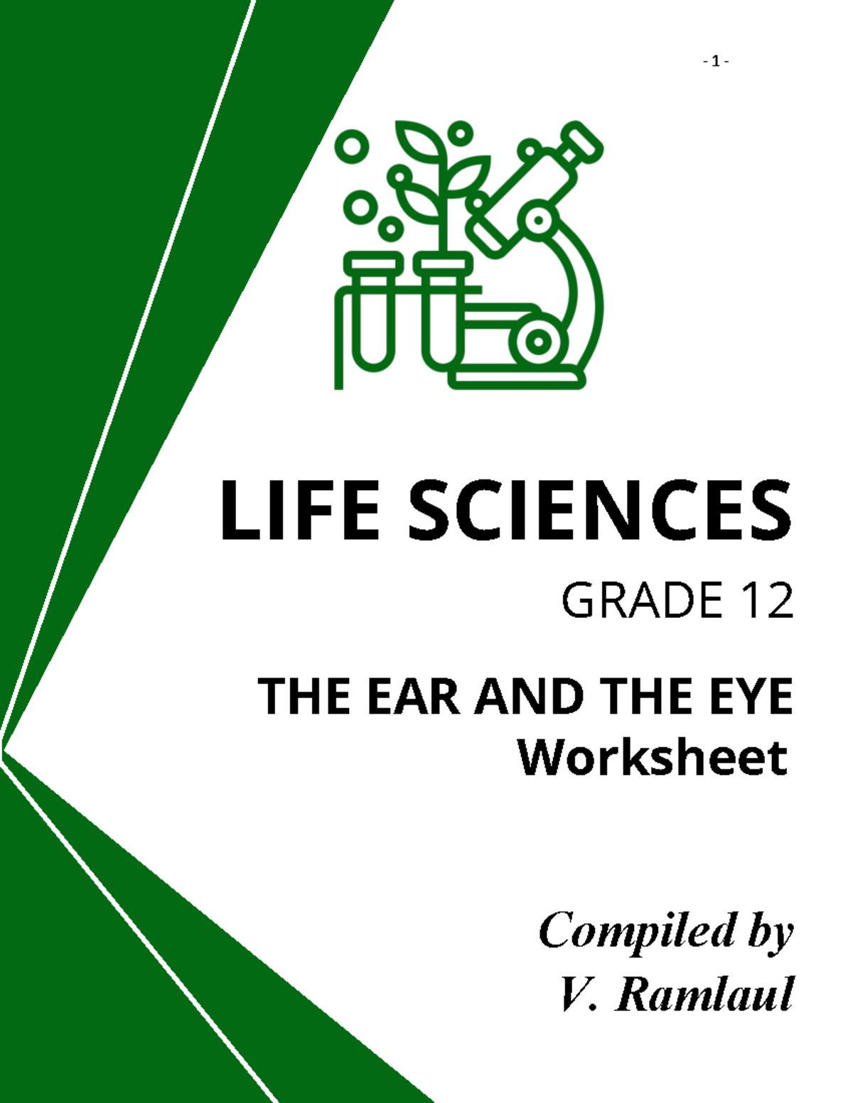 Life Sciences Gr 12 Worksheet: The Ear and The Eye Analysis - Studocu